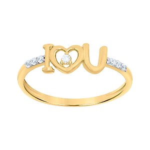 10k Two tone Gold Womens CZ Cubic Zirconia Simulated Diamond I Love U Heart Love Ring Measures 5.6mm Long Jewelry for Women