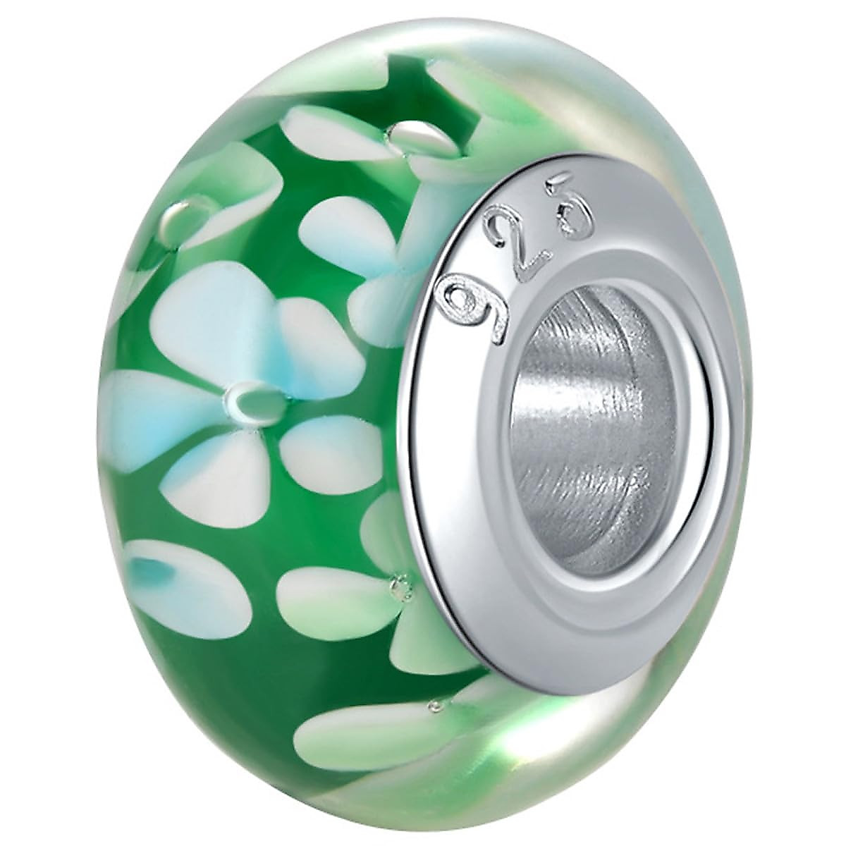 9 Pack Plated Silver Spacer Beads European Charms fit Pandora Bracelet CZ Enamel Set Plexiglass