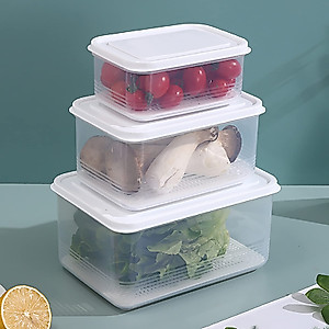 WonLiq 3 Piece Food Storage Containers with Airtight Lids, Stackable Kitchen Organizer Bin, BPA Free, Produce Saver Storage Container for Refrigerator