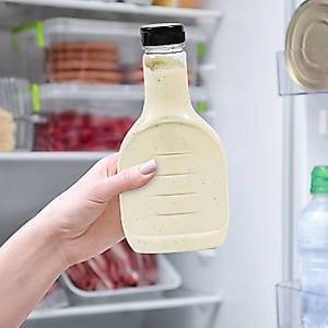 16 OZ BBQ/DRESSING CLEAR PLASTIC SAUCE BOTTLE WITH BLACK FLIP-TOP CAPS AND PRESSURE SENSITIVE LINER (Black caps, 6)