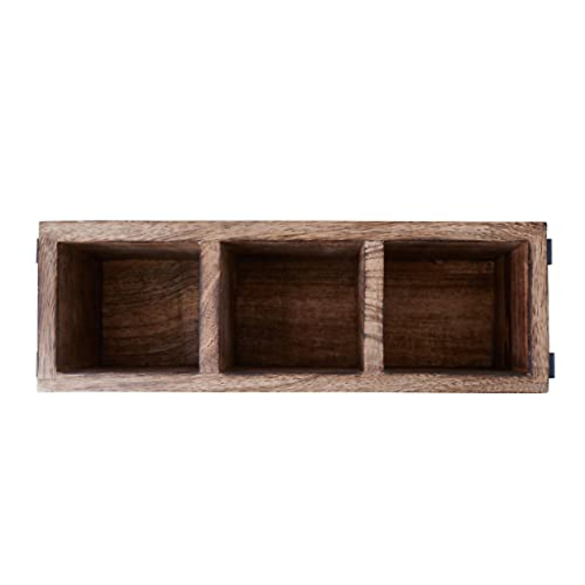 Eximious India Wooden 3 Compartment Flatware Utensil Caddy Silverware Cutlery Holder for Party Fork Spoon Knife Holder Organizer Hand Carved CTH02