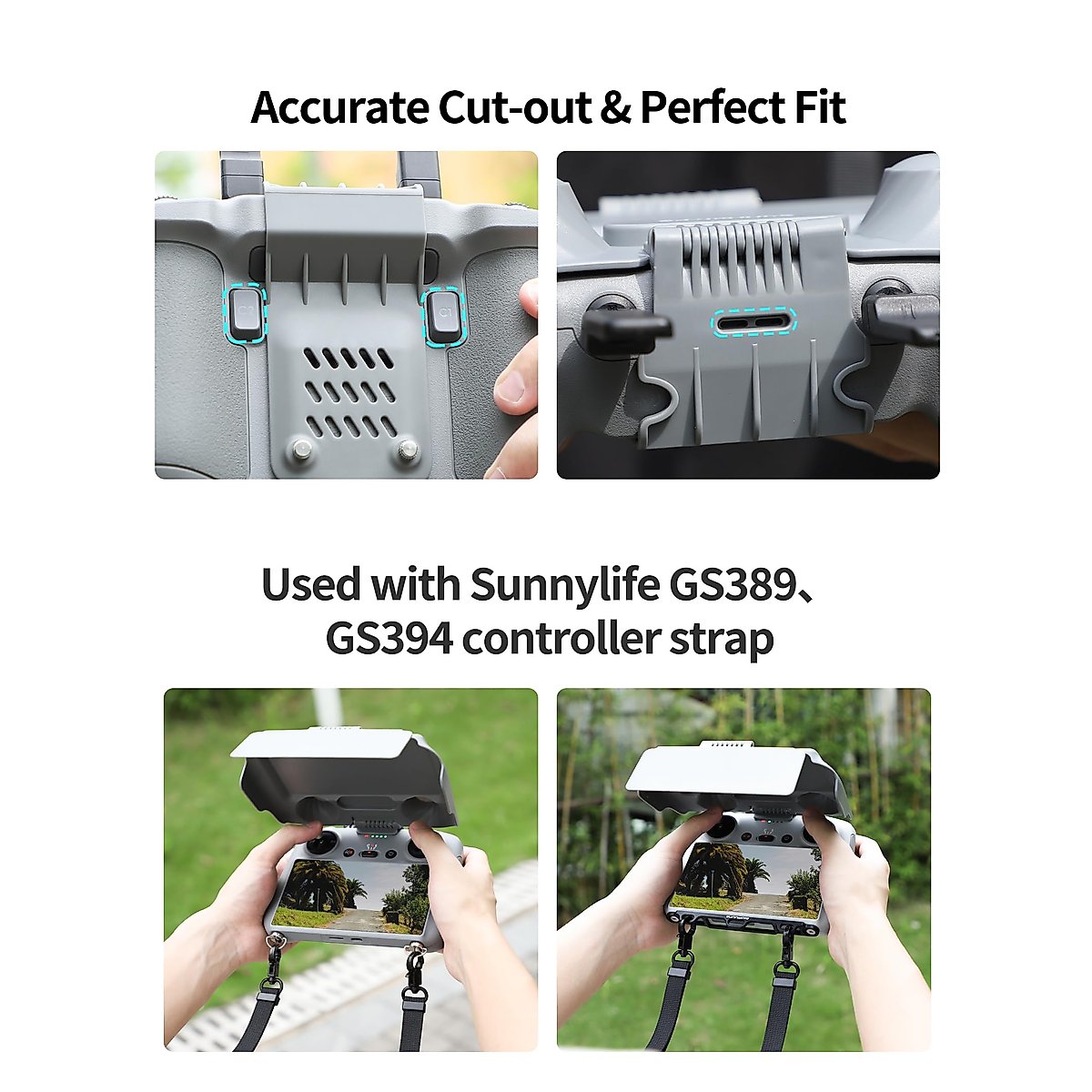 Anbee Upgrade 2-in-1 Protector Cover & Monitor Sun Hood for DJI RC 2 Remote Controller, Compatible with DJI Air 3S / Mini 4 Pro Drone (For DJI RC 2 Controller)