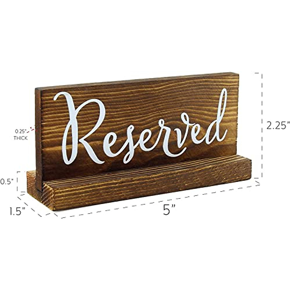 Darware Wooden Reserved Signs for Tables (6-Pack, Brown); Rustic Real Table Signs with Sign Holders for Weddings, Special Events, and Restaurant Use