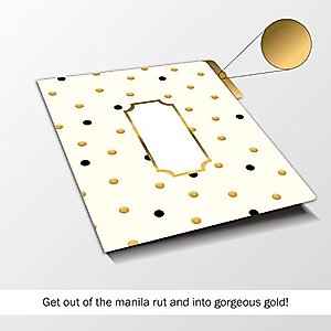 BARKER CREEK Designer File Folders Set of 12, Gold, Multi-Design Set with Gold Designs on Outside, Gold Tabs and Cream on Inside, Letter-Size File Folders, 1/3 Cut Tabs, Pack of 12 (1337)