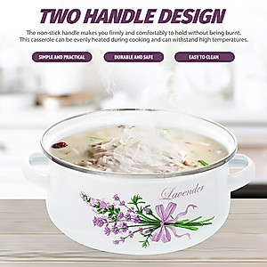 Hemoton Oven Pans 1 Set of Enamel Stew Pot Traditional Cooking Pot Double Handle Stew Pot Household Soup Pot with Lid Enamel Cookware