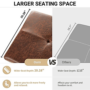 Busaurus Leather Bedroom Bench End of Bed, Modern Upholstered Bedroom Ottoman Bench Footrest Stool, 42" Padded Entryway Bench Seat for Living Room Dining Room Hallway Under Window, Brown