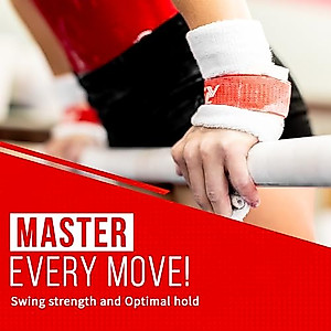 Reisport Women's Uneven Bar Hook/Loop Gymnastics Grips - Durable Leather Hand Grips for Gymnastics Bars Women & Girls - Gymnastics Equipment & Accessories Advanced Gymnasts, Made In USA - Medium