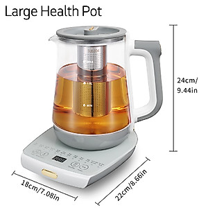 cglightwsparkle Electric Smart Hot Tea Maker Kettle Pot with Tea Infuser, Health Pot Temperature Control and Tea Keep Warm, 12 Functional Procedures, large 1.8 Liters of Capacity