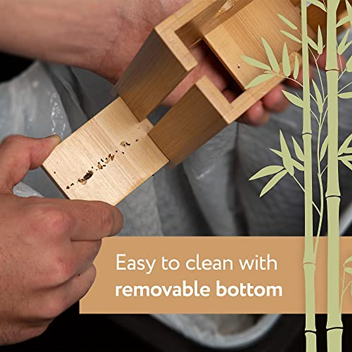 Bamboo Bagel Slicer Holder for Safe & Even Slices - Removable Bottom For Cleaning - Bagel Slicer for Small and Large Bagels with Anti-Slip Base - Bagel Holder Bread Slicer - Bagel Cutter Slicer