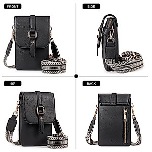 CLUCI Small Crossbody Bags for Women Leather Cell Phone Shoulder Purses Black