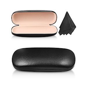 Frienda 3 Pieces Hard Glasses Case Reading Eyeglass Case Protective Sunglasses Case with Cleaning Cloth for Men Women Unisex(Black)