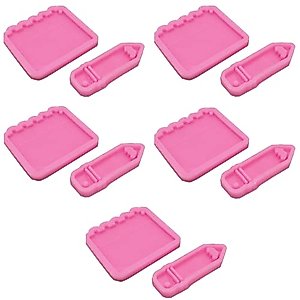 DD-life 10 Pcs Pencil Shape and Note Shape Silicone Molds for Office Supplies Baking Crafts Keycahin Decoration（5 Pencil Shape，5 Note Shape）