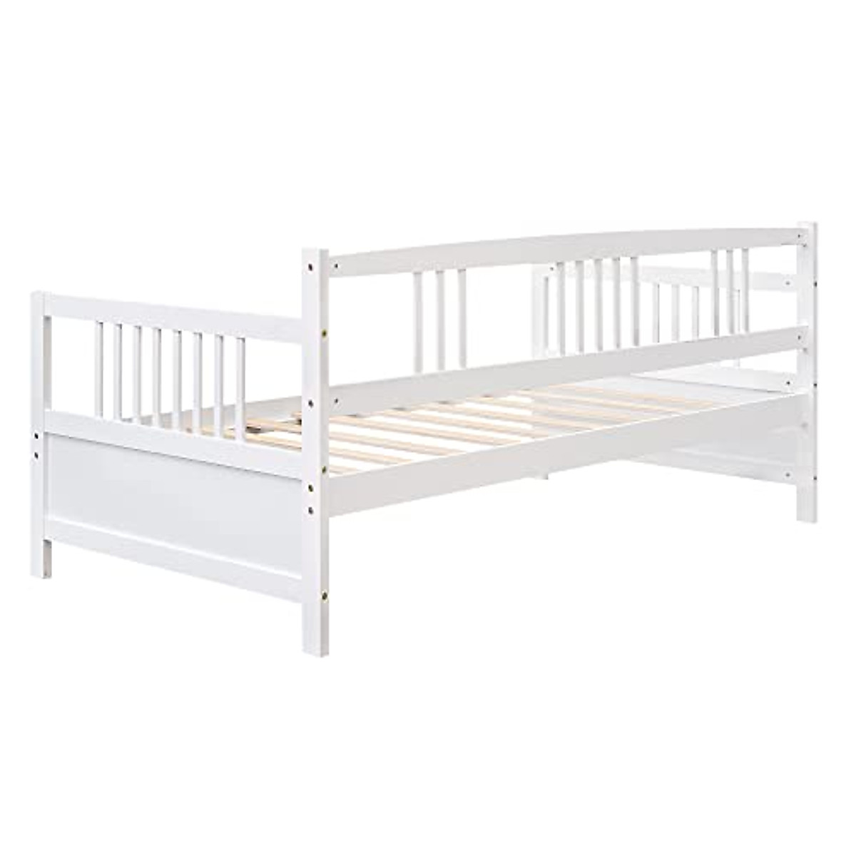 Wooden Daybed Frame Twin Size, Multifunctional Full Wooden Slats Support Sofa Bed, for Bedroom Living Room for Kids Adults, White