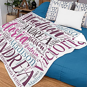 Custom Blanket, Personalized Throw Blankets, 30 x 40 Inches, Gift for Best Friend w/Word Art Names, 8 Colors & Fonts, Baby Receiving Flannel Blanket for Kids, Couples, Adults, Family