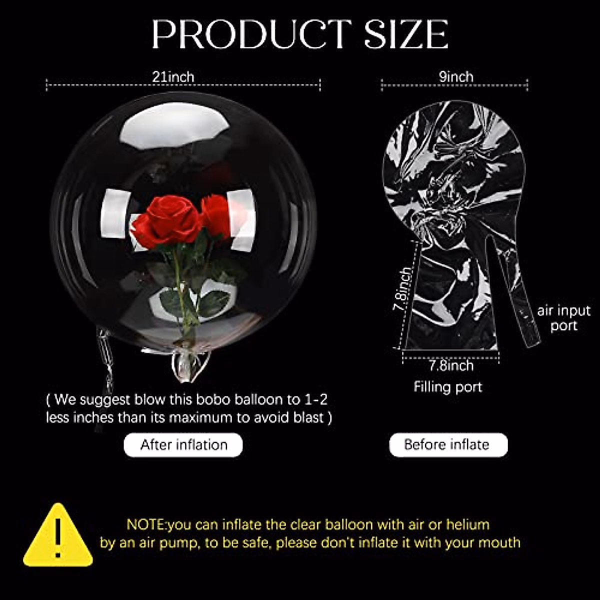 40 Pack Valentine‘s Day Large Clear Balloons for Stuffing Pre Stretched Extra Wide Mouth Bobo Balloons Fillable Helium Transparent Balloon for Birthday Wedding Party(21 Inch Inflated)