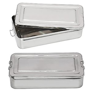 MuskalMed 15.7" x 8" x 3.75" Trays Stainless Steel Dental Instruments Tray Organizer Holder Multi-Function Storage Sterilization Plate Trays Solid Box Cover with Locks