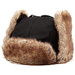 Amazon Essentials Men's Trapper Hat with Faux Fur, Black, One Size