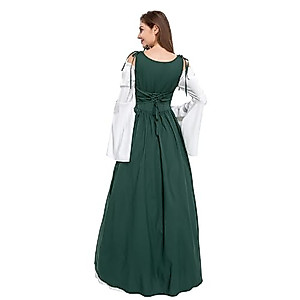 Shendifok Medieval Dress for Women Renaissance Dress Bridgerton Medieval Peasant Costume Ren Faire Dress Renaissance Fairy Costumes Green L