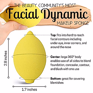 Thirsty Lemon Makeup Sponge by Ally Things Beauty | Yellow Lemon Shaped Makeup Blender for Liquid Foundation, Cream or Powder Blending - Cosmetic Applicator - Cute & Latex-Free Daily Beauty Sponge