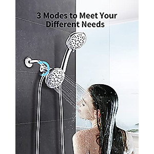 Ezelia High Pressure Shower Head Combo, 9 Settings Handheld Shower Head & Rainfall Showerhead, Premium 2-in-1 Dual Shower System with smooth 3-Way Water Diverter, Bathtub Systems,1.75GPM