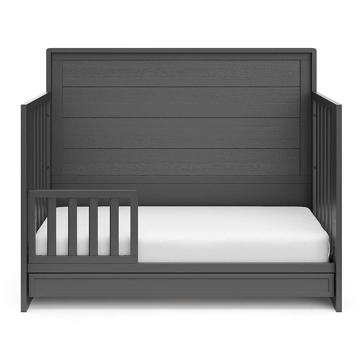 Storkcraft Luna 5-in-1 Convertible Crib with Drawer (Gray) – GREENGUARD Gold Certified, Crib with Drawer Combo, Full-Size Nursery Storage Drawer, Converts to Toddler Bed, Daybed and Full-Size Bed