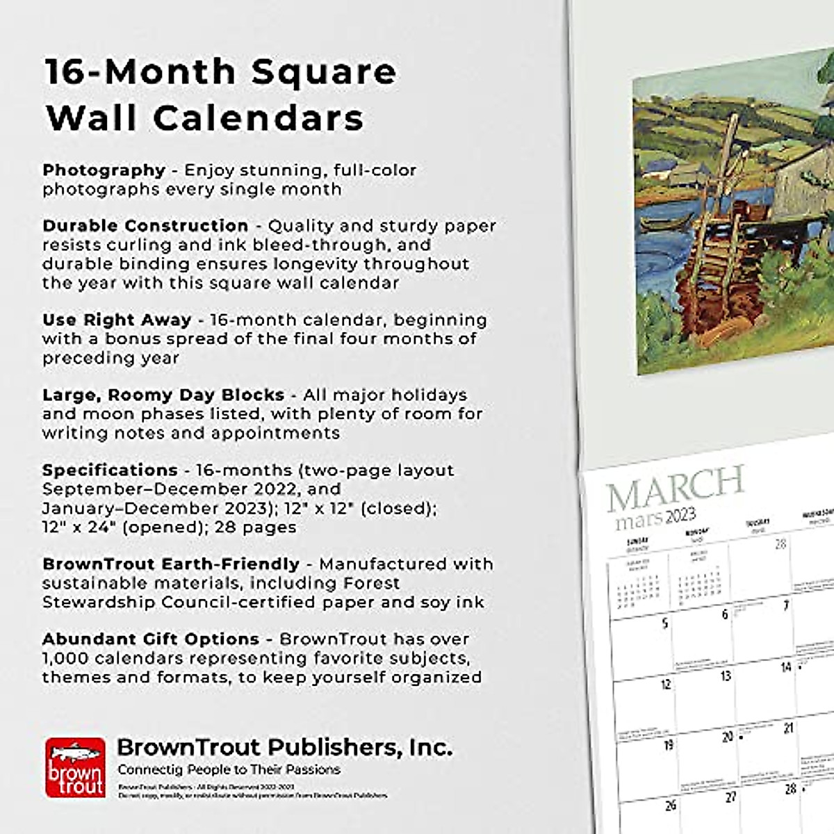 The Group of Seven AGO | 2023 12 x 24 Inch Monthly Square Wall Calendar | English/French Bilingual | Wyman Publishing | Painting Art Gallery Images