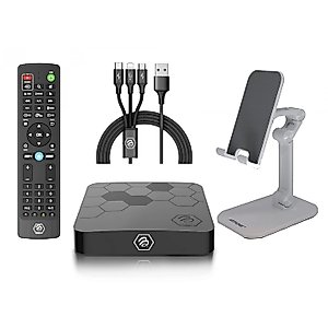 BuzzTV XRS4500 Max Android 9 4GB Ram 128GB Storage 4K Ultra HD + Extra Cell Phone Tablet Desk Stand + Extra 3 in 1 Phone Charger