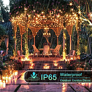 OZS 2 Pack 144FT 400LED Solar String Lights Outdoor, Waterproof 8 Modes Solar Outdoor Tree Lights,Green Wire Solar Lights Outdoor for Garden, Patio, Party, Wedding, Christmas Decorations (Warm White)