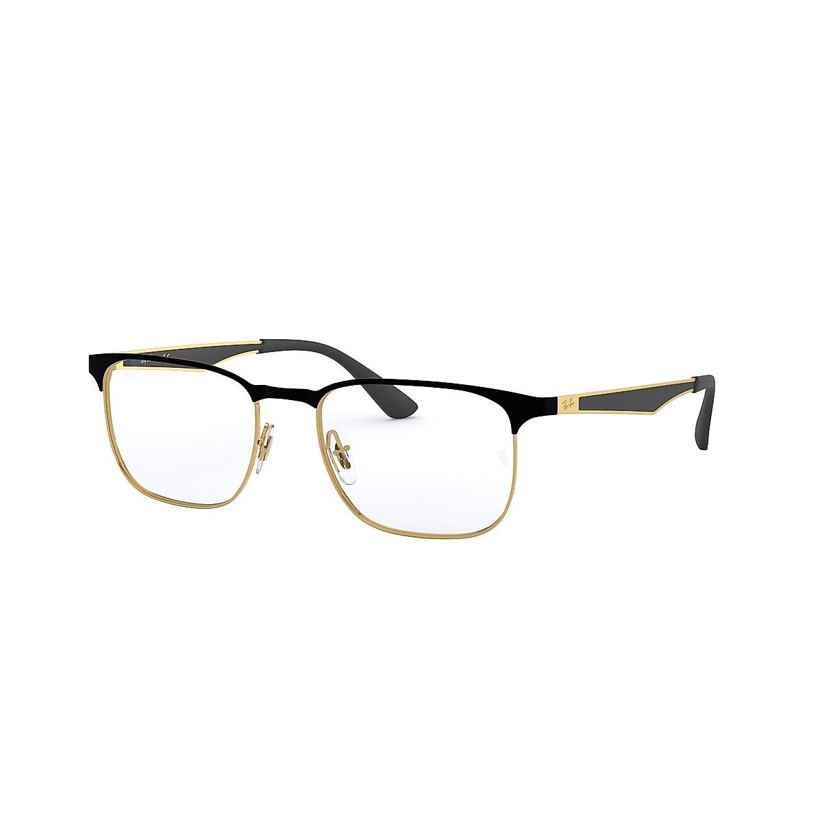 Ray-Ban RX6363 Square Prescription Eyeglass Frames, Black On Arista/Demo Lens, 54 mm