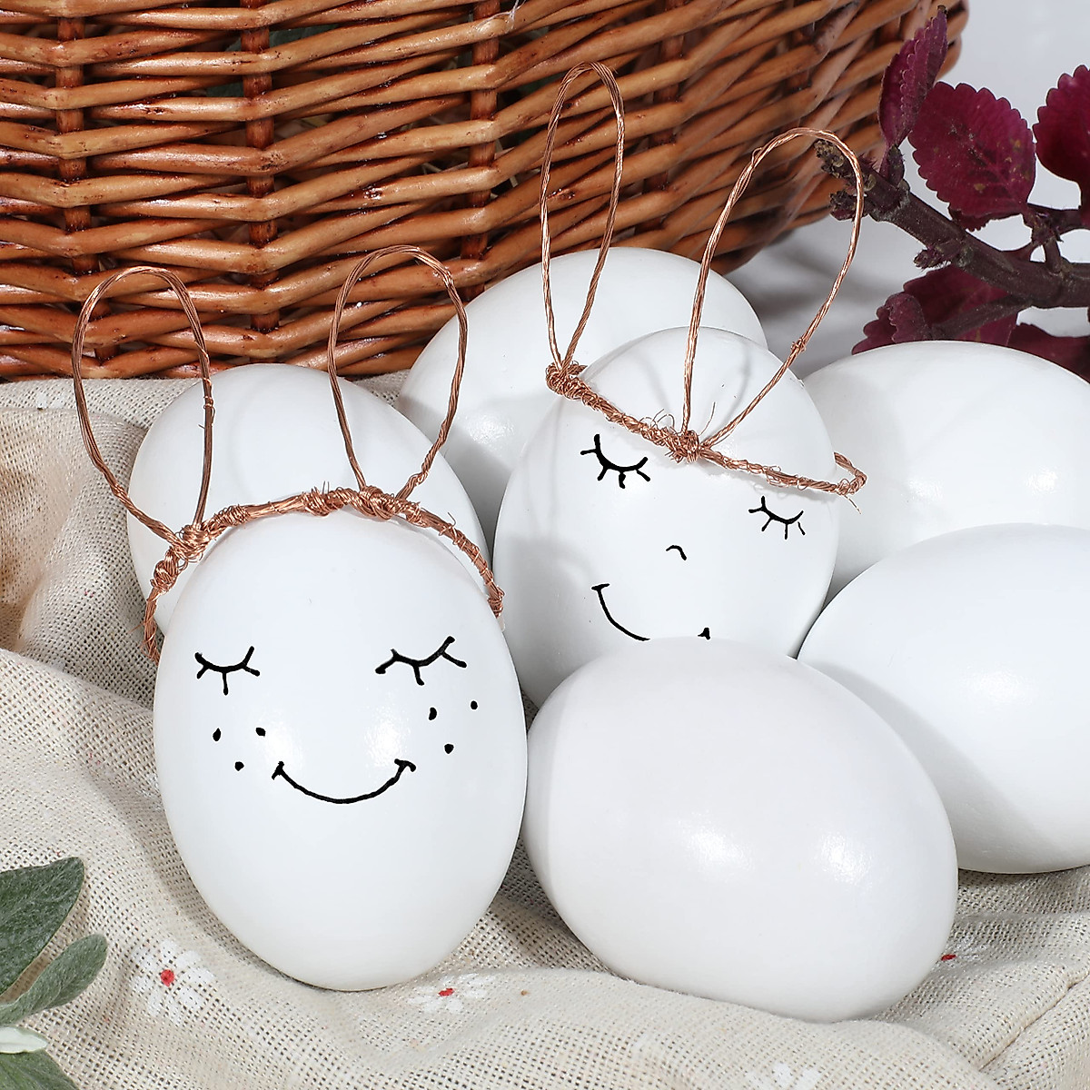 36 Pcs 2.36" Easter Unpainted White Eggs Wooden Decorating for Kids DIY Paint Your Own Egg Decor, Crafts, Easter Hunt, Basket Stuffers, School Activities Supplies