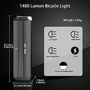 Suruid Super Bright LED Bike Light, USB Rechargeable Bicycle Headlight-5 Modes, Waterproof Bike Headlight, Waterproof Bike Headlight,Daytime Running Light,MTB Off-Road Cycling Commuting 1