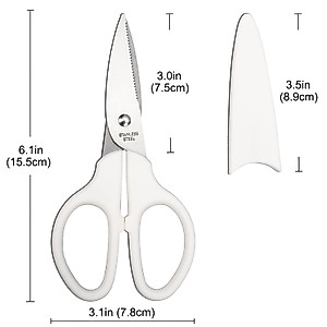 YOUGUOM 6in Multipurpose Scissors, Comfort Grip, Stainless Steel Sharp Basic Shears for Office Home Household Kitchen School Craft Supplies w/ Protective Cover