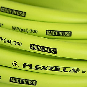 Flexzilla Air Hose, 3/8 in. x 50 ft., 1/4 in. MNPT Fittings, Heavy Duty, Lightweight, Hybrid, ZillaGreen - HFZ3850YW2