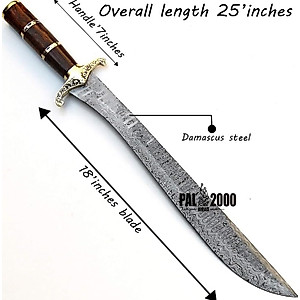 DAM-9908 Custom Handmade Spring Damascus Hunting Full tang longsword with Sheath