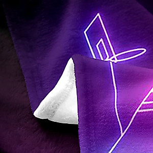 Erosebridal Basketball Blanket Throw 50x60 Inch Neon Sport Throw Blanket for Kids Boys Girls Teens Blue Purple Gradient Glowing Basketball Fleece Blanket Room Decor Lightweight Sherpa Blanket