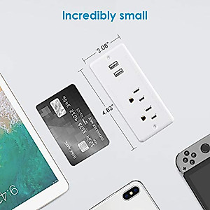 Recessed Power Strip with USB,Flat Plug Ultra Thin Extension Cord,Furniture Desktop Charging Station for Side Table,End Table,Flush-Mount Desk Outlet Power Grommet with 9.85ft Cord(White)
