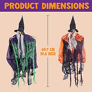 JOYIN 4 Pcs 19.6” Hanging Witch Halloween Decorations Outdoor Indoor Flying Haunted House Scary Decor for Lawn Garden Yard