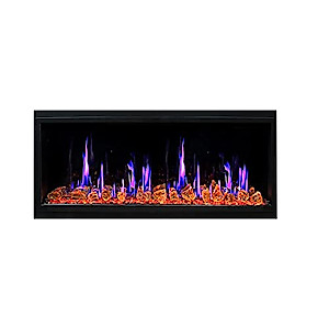 Litedeer Homes Latitude 45" Smart Electric Fireplace with App, Crackling Fire Sounds, Reflective Amber Glass, Black - ZEF45XA