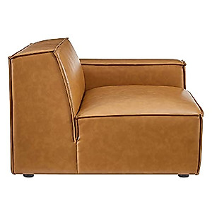 Modway Restore Vegan Leather Sectional Sofa Loveseat in Tan