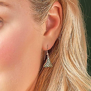Biddy Murphy, Irish Trinity Knot Earrings for Women, 925 Sterling Silver, Connemara Marble Inlay, Elegant Celtic Jewelry Imported from Ireland's Finest Artisan Jewelers