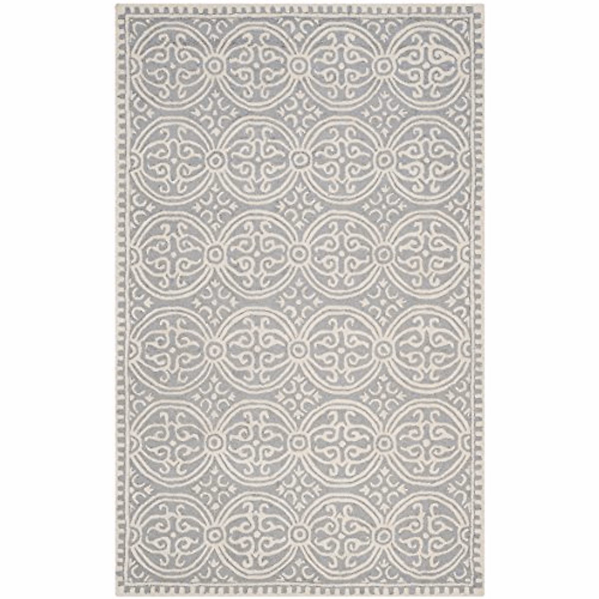 SAFAVIEH Cambridge Collection 5' x 8' Silver / Ivory CAM123D Handmade Moroccan Premium Wool Area Rug