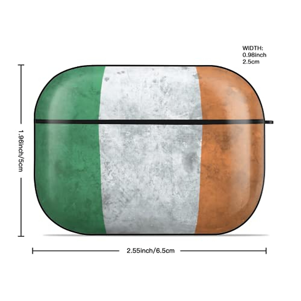 Compatible with Airpods Pro Case Cover 2019 - Irish Flag Pattern, Protective Case for Apple AirPod Charging with Keychain Shockproof for Girls Women Men - Black