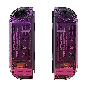 eXtremeRate Clear Purple Rose Red Joycon Handheld Controller Housing with Colorful Buttons, DIY Replacement Shell Case for Nintendo Switch & Switch OLED Model Joy-Con – Joycon and Console NOT Included