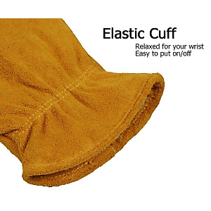 OZERO Work Gloves Winter Insulated Snow Cold Proof Leather Glove Thick Thermal Imitation Lambswool - Extra Grip Flexible Warm for Working in Cold Weather for Men and Women (Gold,X-Large)