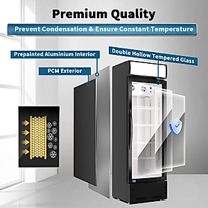 okeyolive 11 Cu Ft Commercial Merchandiser Refrigerator, Glass Door Upright Display Fridge with LED Lighting, Large Freestanding Beverage Cooler