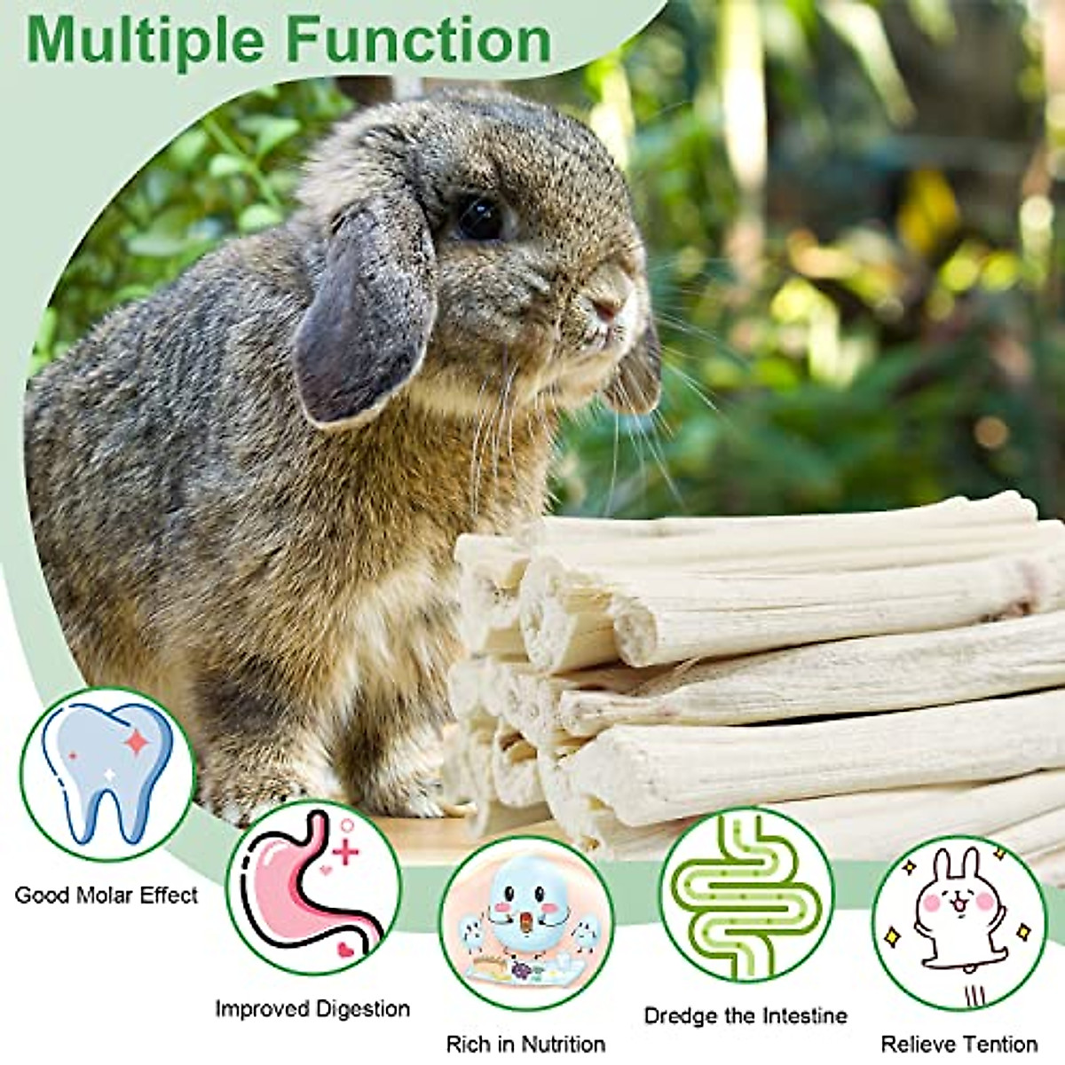 Barley Ears Sweet Bamboo Sticks for Rabbits, Guinea Pig Toys for Teeth Grinding, Rabbit Chew and Treats to Improve Dental Health, Hamster Toys for Bunny, Chinchillas, Gerbils, Rats (300g / 0.66lb)