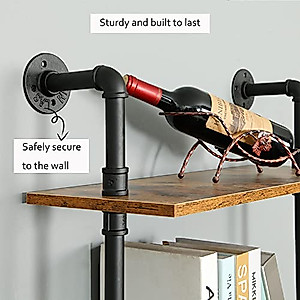 Industrial Pipe Shelving, 6-Tier Pipe Shelves Ladder Shelf, Modern Bookcase Wall Mount Bookshelf with Metal Frame, Book Shelves Wall Decor Wood Shelves for Home, Living Room, Office(23.6x9.8x78.8)