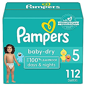 Diapers Size 5, 112 Count - Pampers Baby Dry Disposable Baby Diapers, Giant Pack