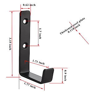 MANMILAI Towel Hooks Heavy Duty Black Wall Hooks Super Thick Pure Metal, Double Hole Screw Installation, Never Fall Off, Hanger for Clothes Key(3 Jet Black)