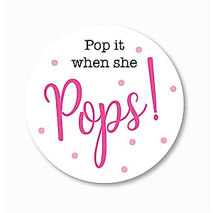 40ct, Pop it When She Pops Stickers, Baby Shower Champagne, Beer, Soda, Wine Favor Stickers, 2 inches (#007-PK)